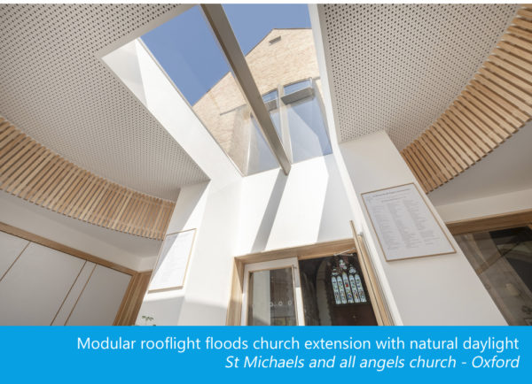 Impressive modular rooflight in new extension of church - Glazing ...